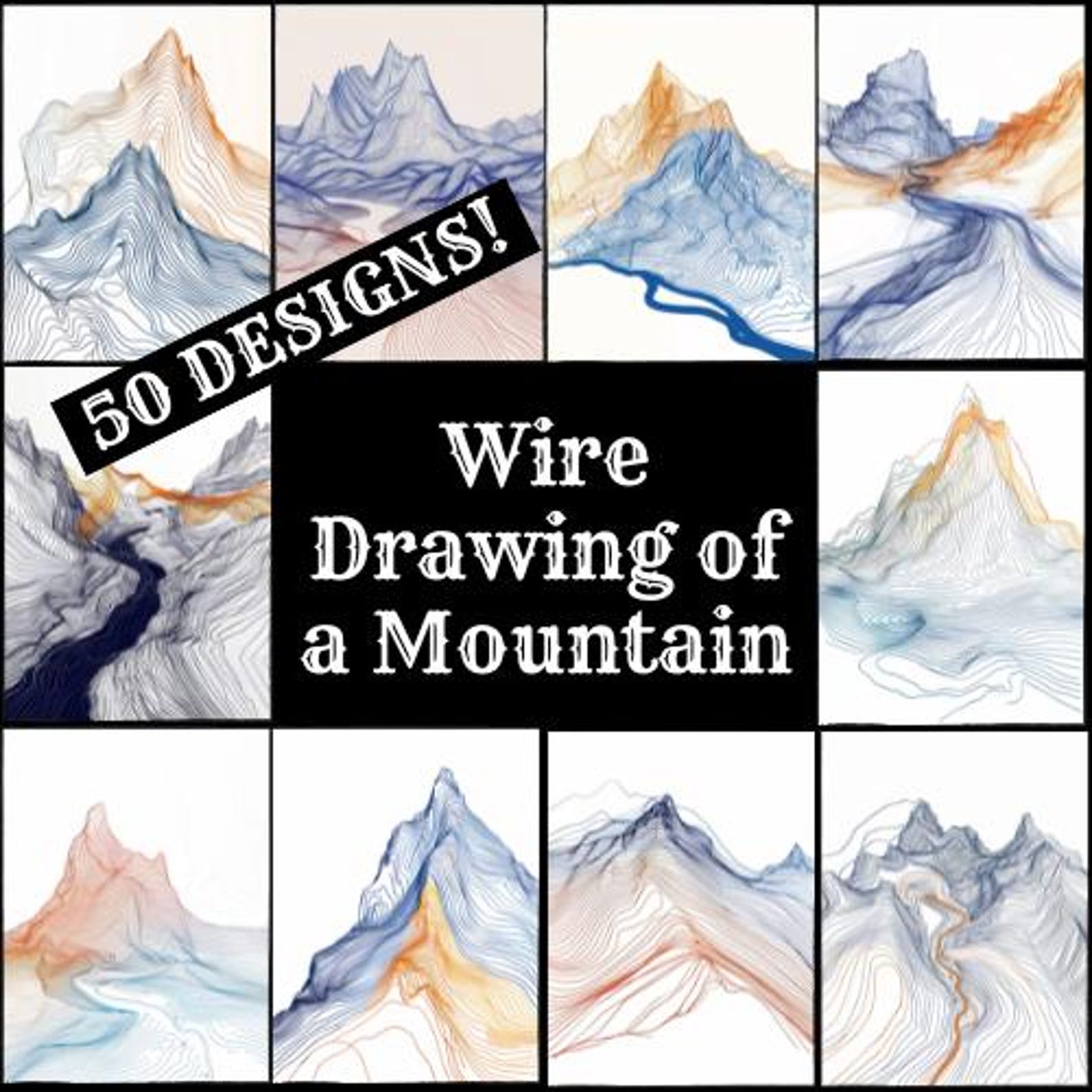 Mountain Wire Drawing: Vintage Journal Paper (digital Download) - Etsy