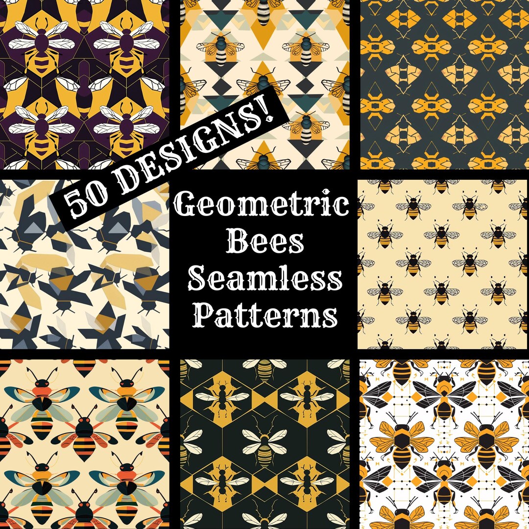 Geometric Bees Seamless Pattern: Printable Digital Paper (PNG) - Etsy