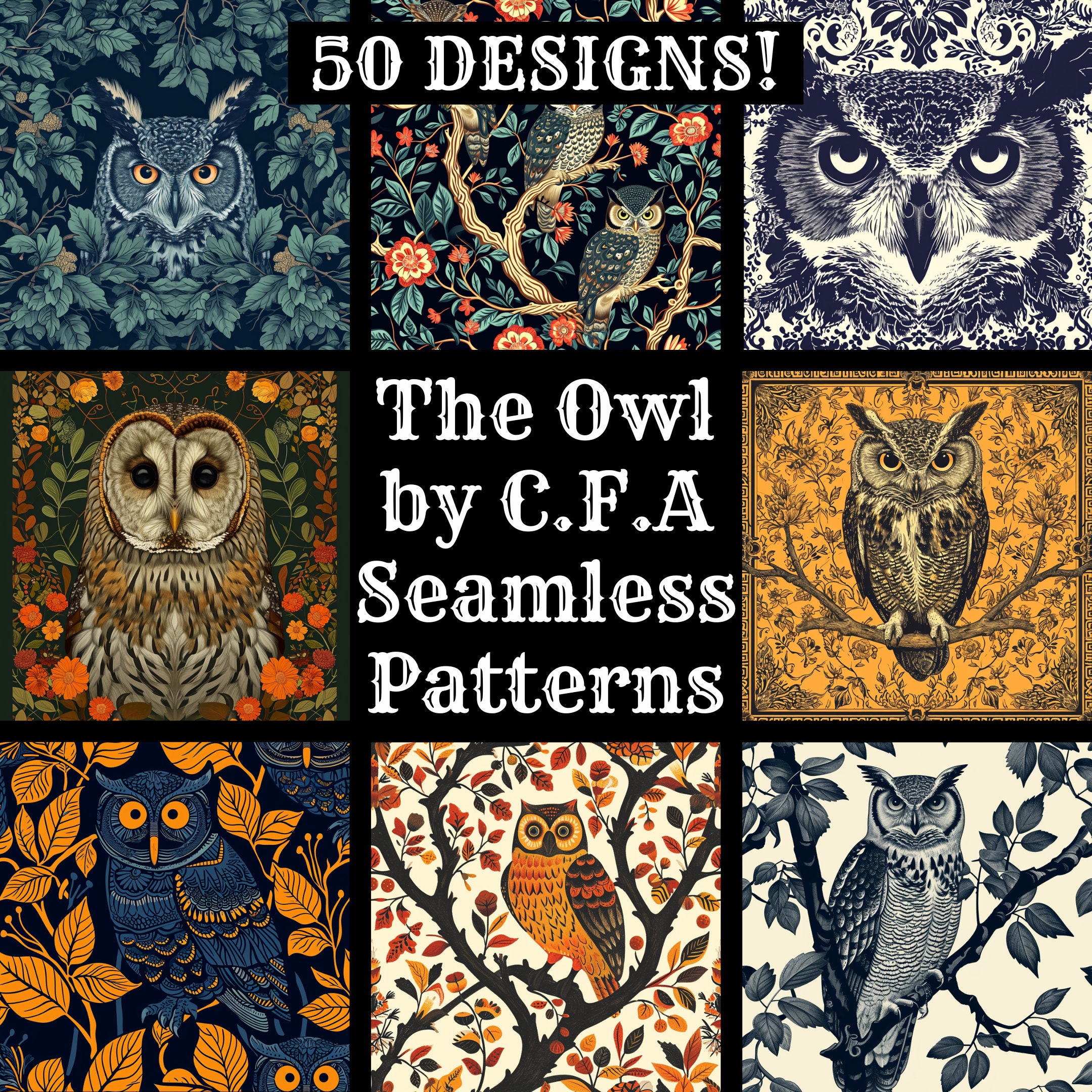 Owl Seamless Digital Paper for Printable Scrapbook - Etsy