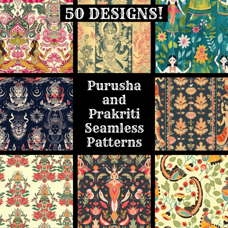 Purusha and Prakriti Seamless Digital Paper, Purusha and Prakriti ...