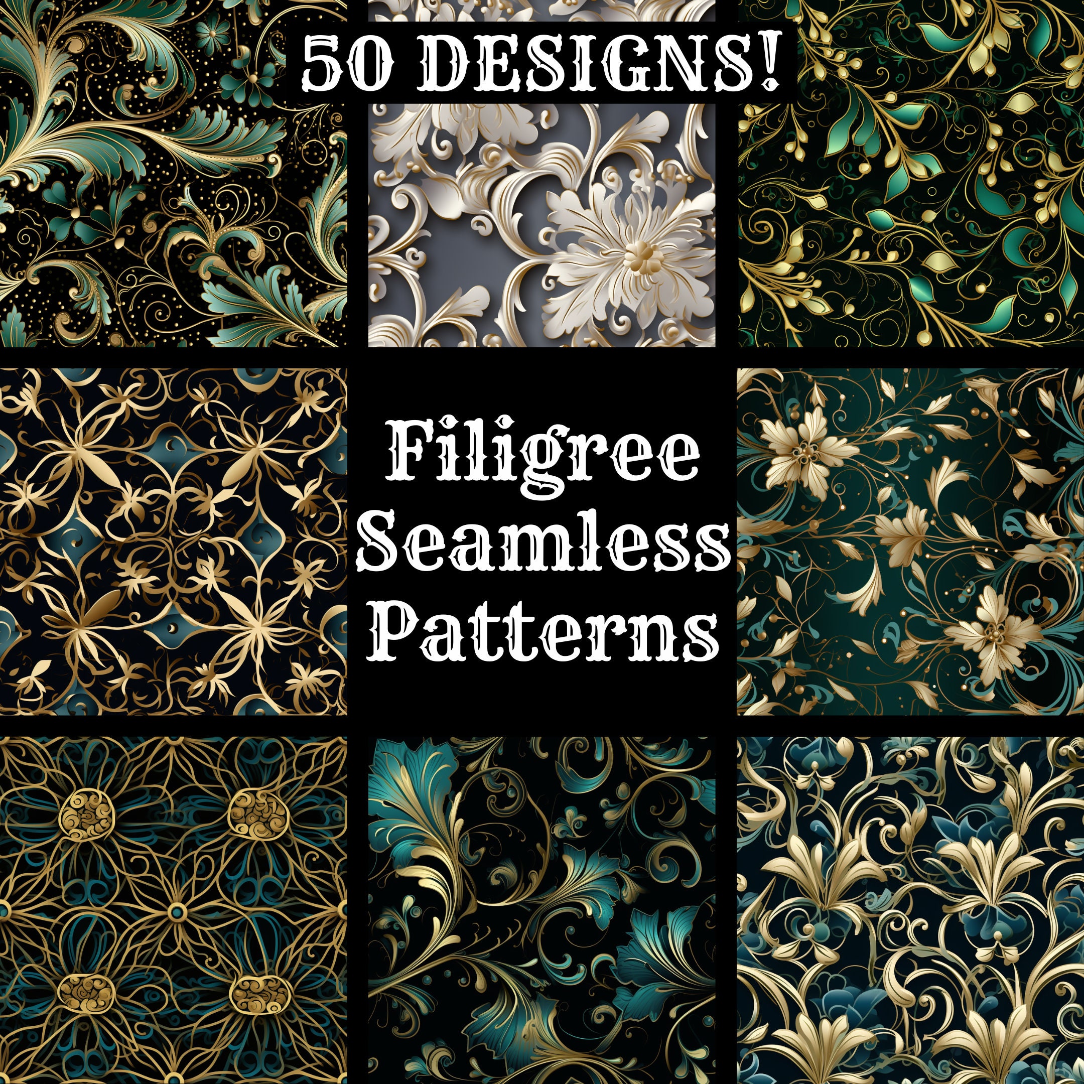 Filigree Seamless Digital Paper, Printable Scrapbook Paper Seamless ...