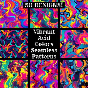 Vibrant Acid Colors Seamless Digital Paper, Printable Scrapbook Paper ...