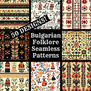 Bulgarian Folklore Seamless Digital Paper, Bulgarian Folklore Printable ...