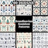 Nordic Digital Paper. Black, White Scandinavian Patterns. Hand Drawn ...