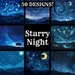 Starry Night Digital Paper: High-resolution Scrapbook (PNG, 12x12 ...