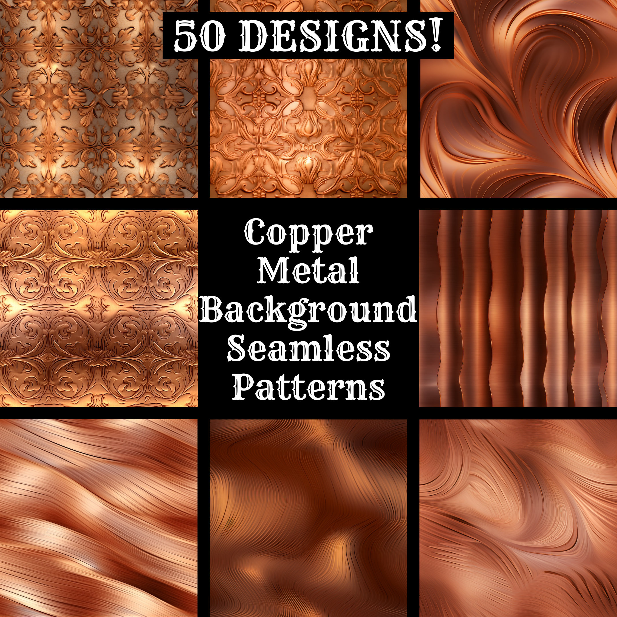 Copper Metal Background Seamless Digital Paper, Printable Scrapbook ...