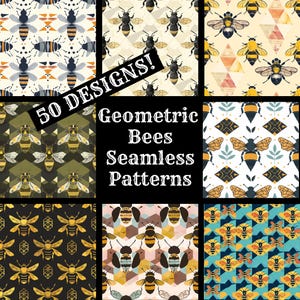 Geometric Bees Seamless Pattern: Printable Digital Paper (PNG) - Etsy