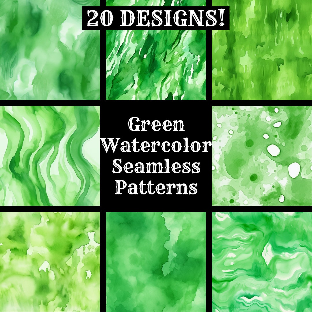 Green Watercolor Seamless Digital Paper, Printable Scrapbook Paper ...