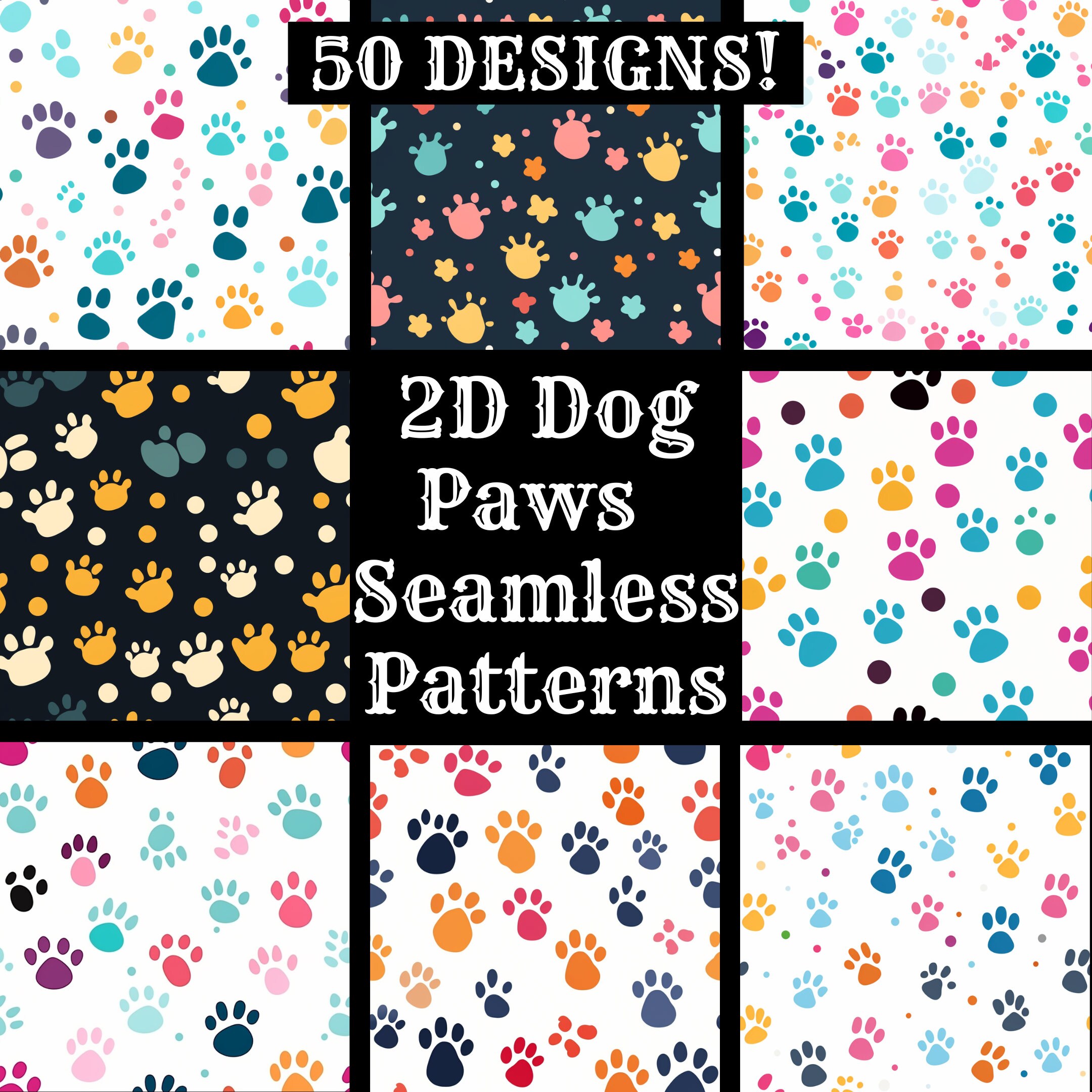 Dog Paws Seamless Pattern: 2D Digital Paper (digital Download) - Etsy