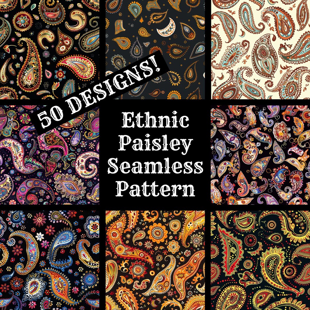 Ethnic Paisley Seamless Digital Paper, Printable Scrapbook Paper ...