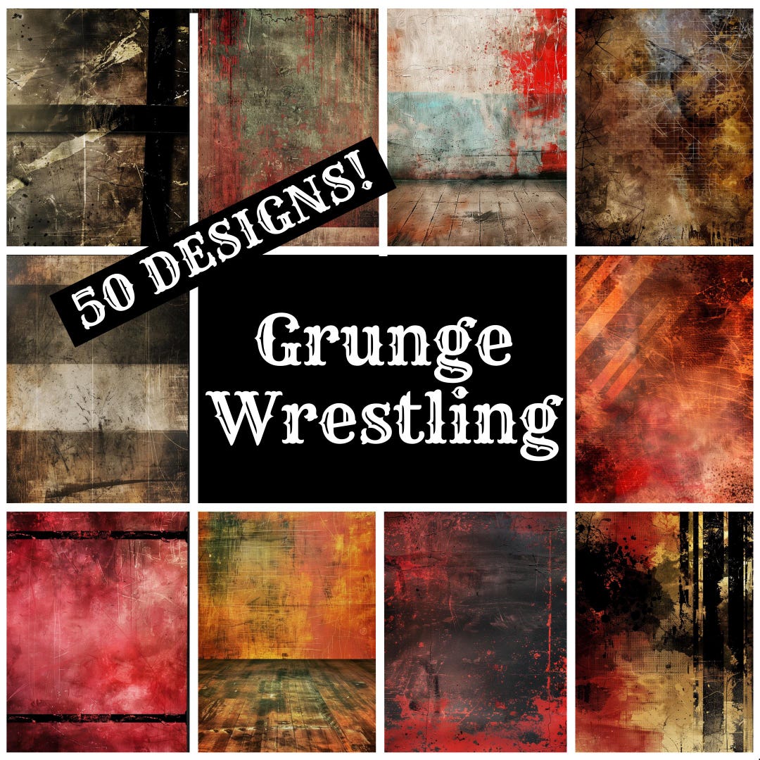 Grunge Wrestling Digital Paper: Vintage Journal Inserts (PNG, 8.5x11 In ...