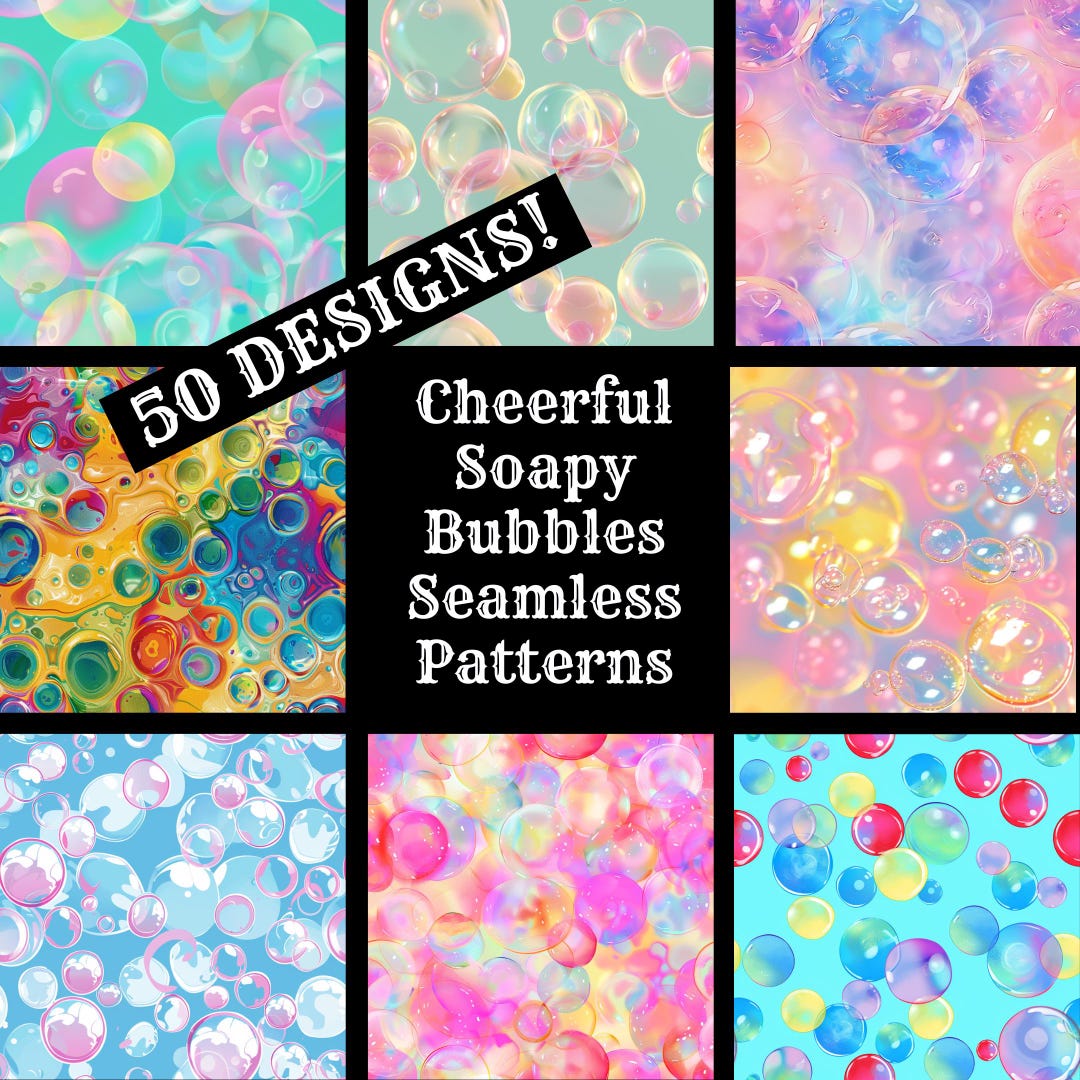 Cheerful Soapy Bubbles Seamless Digital Paper, Printable Scrapbook ...