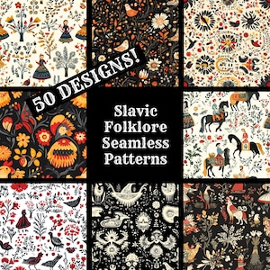 Slavic Folklore Seamless Digital Paper, Printable Scrapbook Paper ...