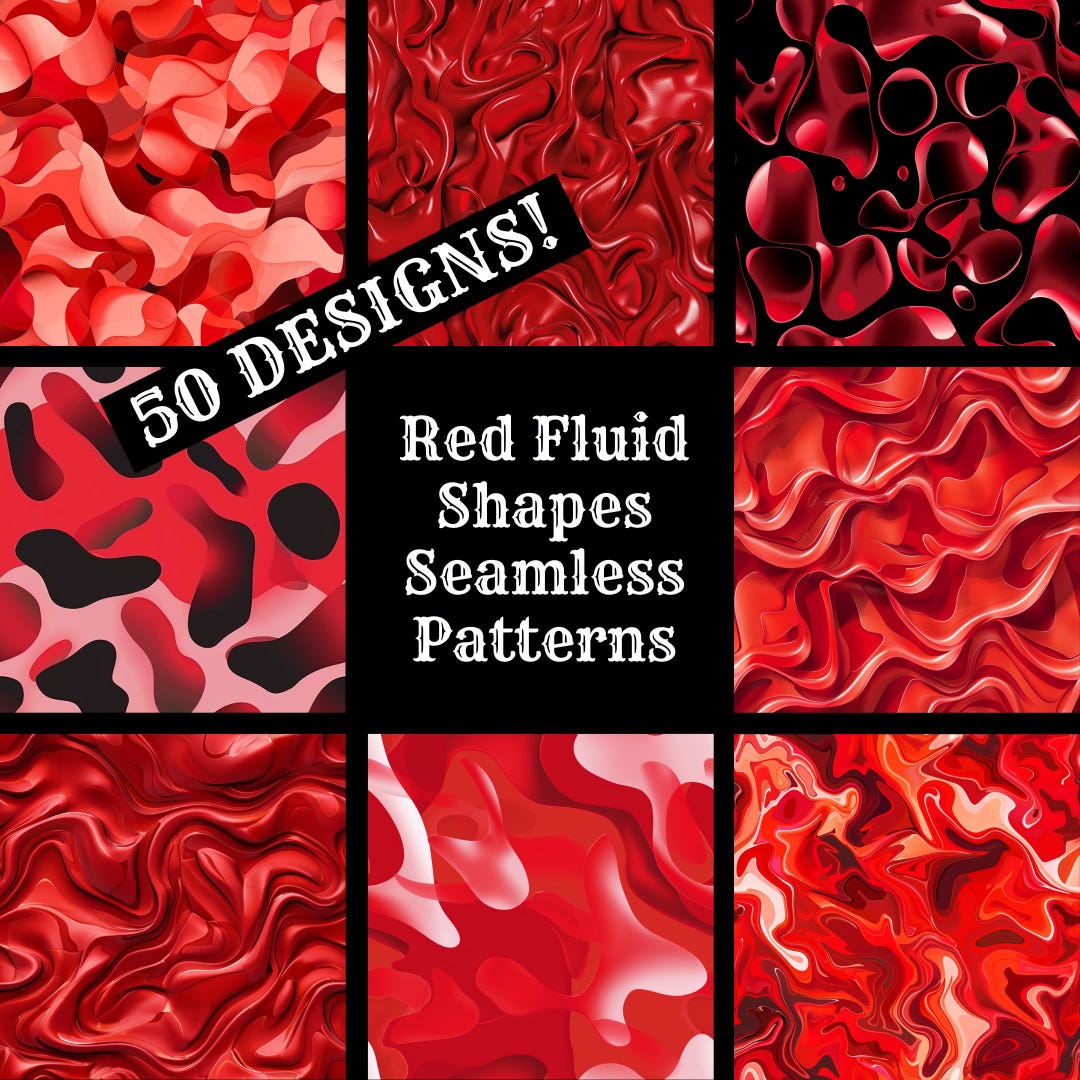 Red Fluid Shapes Seamless Pattern: Scrapbook Paper (digital Download ...