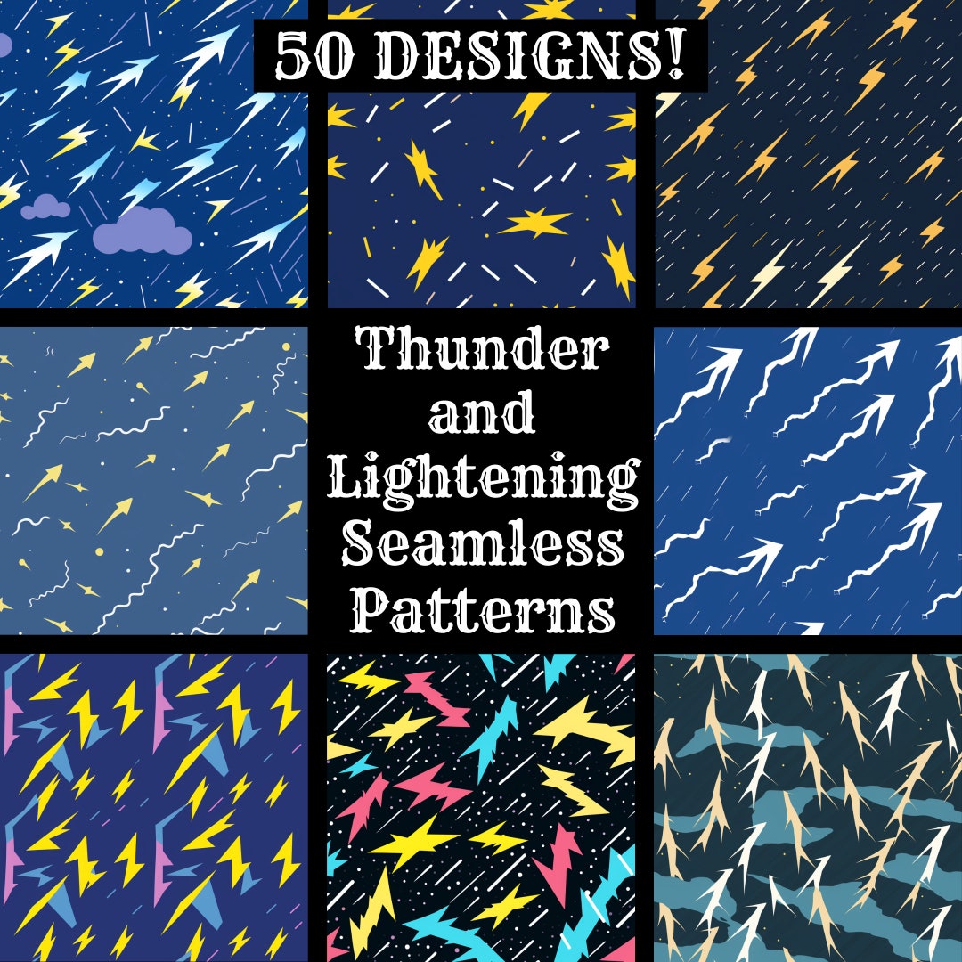 Thunder and Lightening Seamless Digital Paper, Printable Scrapbook ...