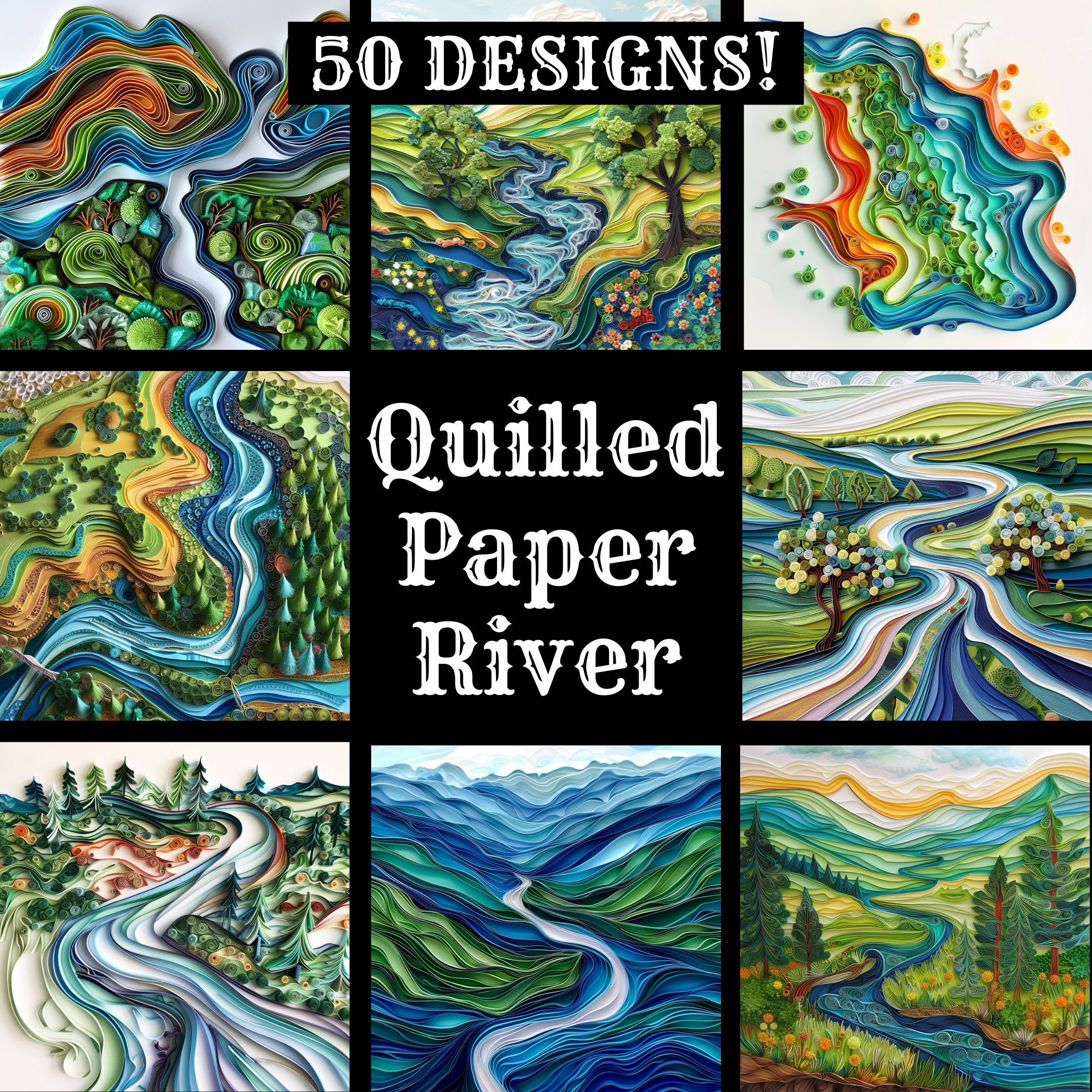 Quilled Paper River: High Resolution Digital Paper (PNG) - Etsy