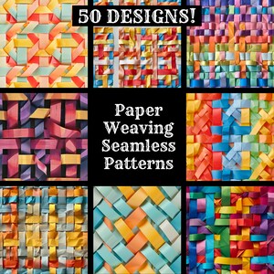 Paper Weaving Seamless Patterns: 50 PNG Digital Papers (digital ...