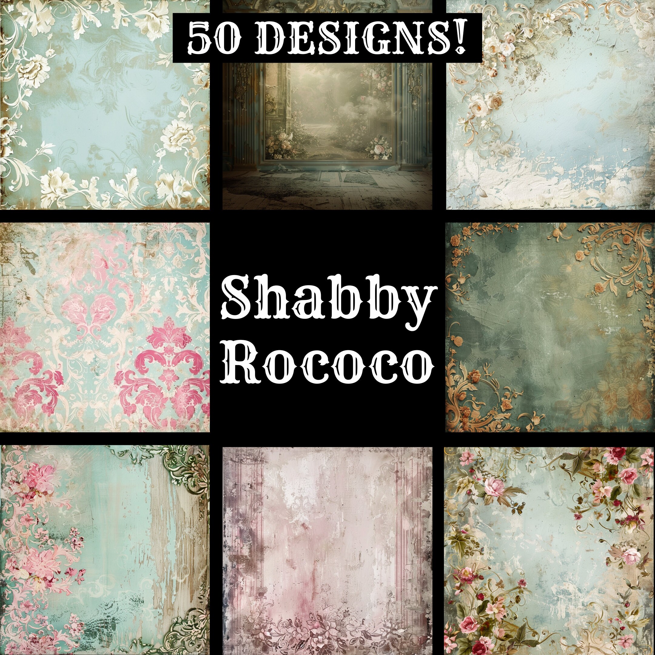Shabby Rococo Paper, Shabby Rococo Printable Paper, Vintage Shabby ...