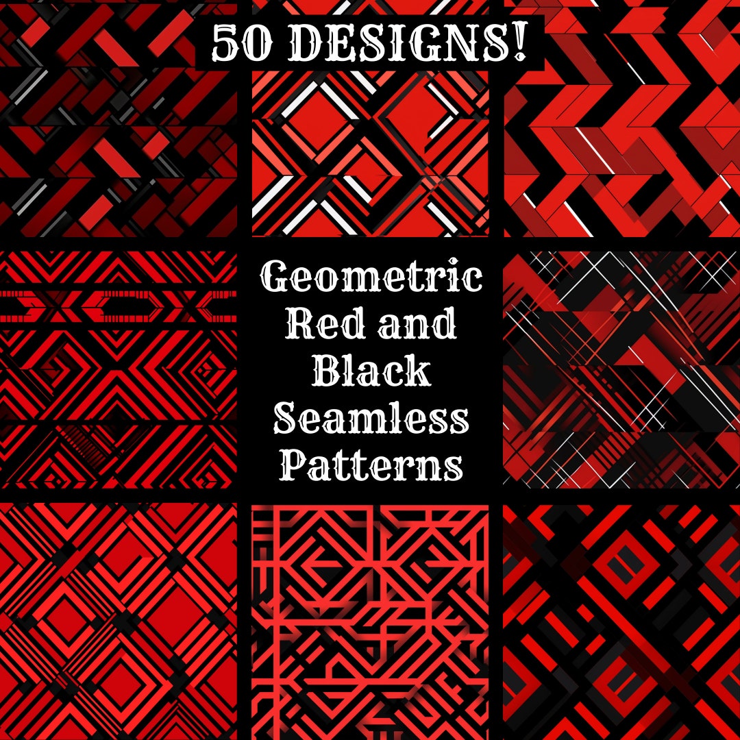 Geometric Red and Black Seamless Digital Paper, Printable Scrapbook ...