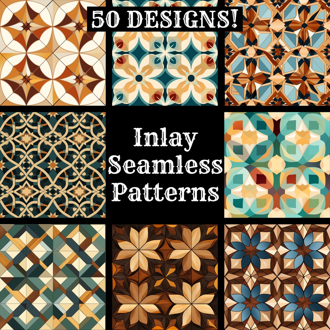 Inlay Seamless Digital Paper, Printable Scrapbook Paper Seamless ...