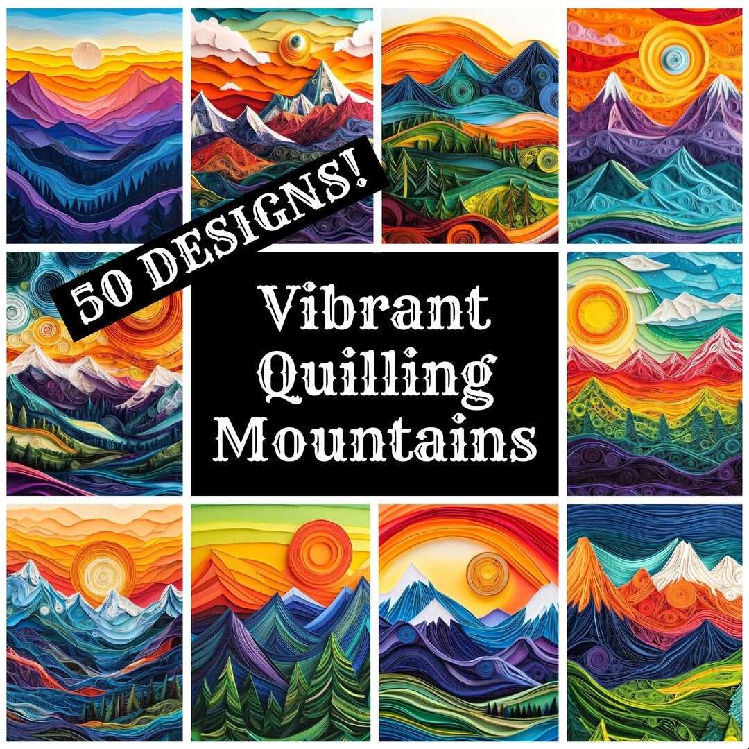 Quilling Mountains Journal Paper: Vibrant Scrapbook Inserts (digital ...