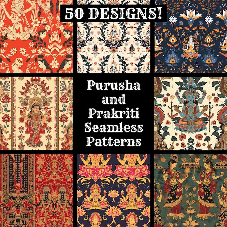 Purusha and Prakriti Seamless Digital Paper, Purusha and Prakriti ...