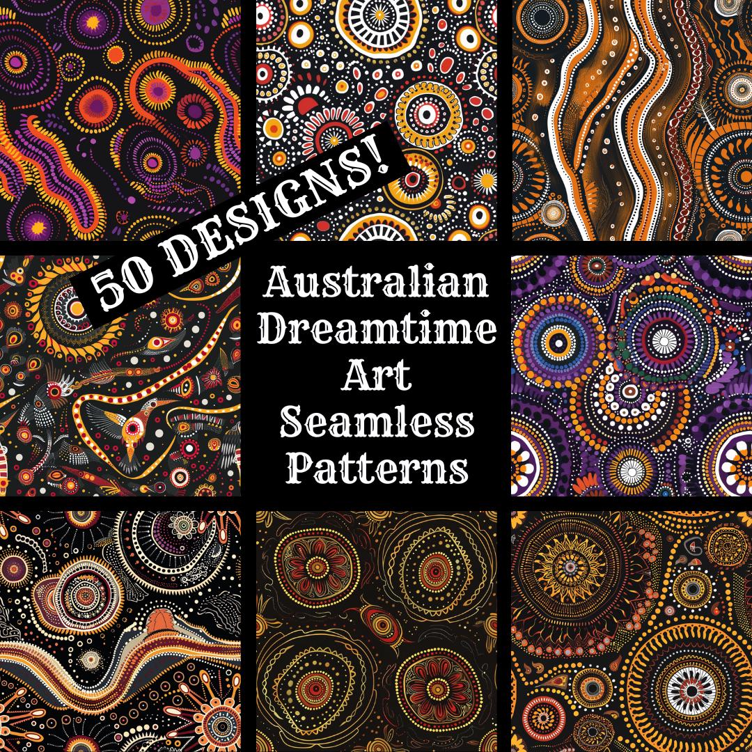 Australian Dreamtime Art Seamless Patterns: 50 PNG Digital Papers ...