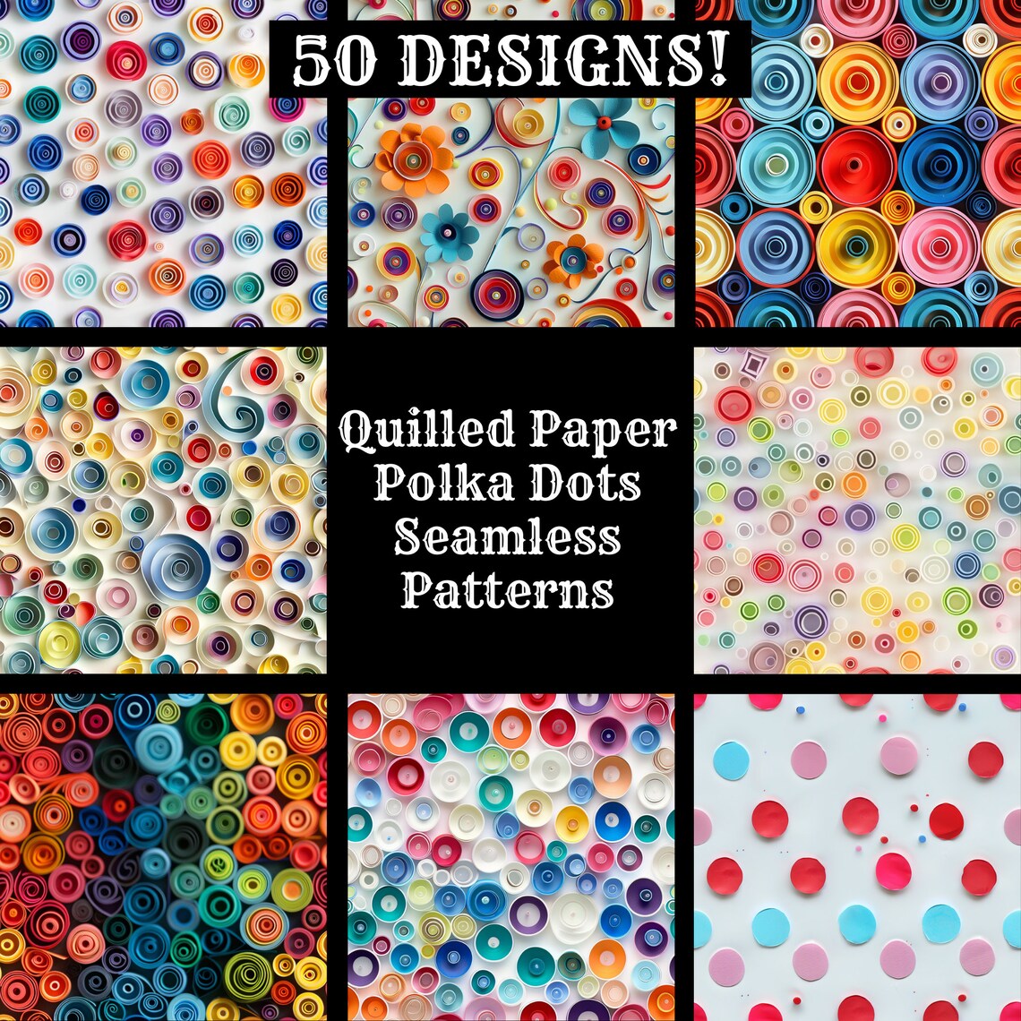 Quilled Paper Polka Dots Seamless Digital Paper, Quilled Paper Polka ...