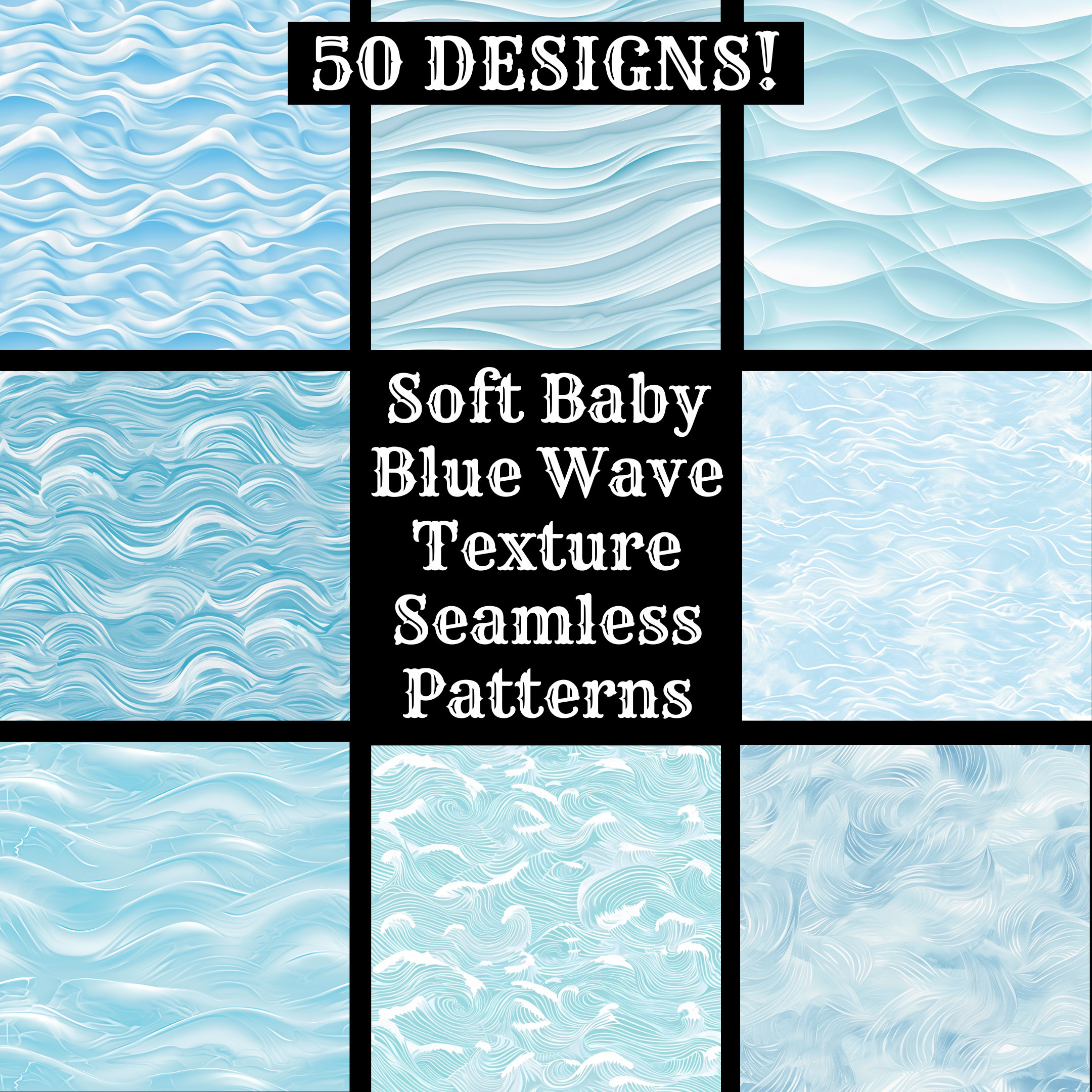 Soft Baby Blue Wave Texture Seamless Digital Paper, Printable Scrapbook ...