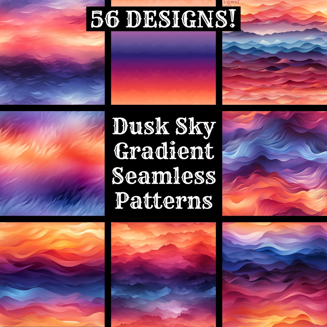 Dusk Sky Gradient Seamless Digital Paper, Printable Scrapbook Paper ...