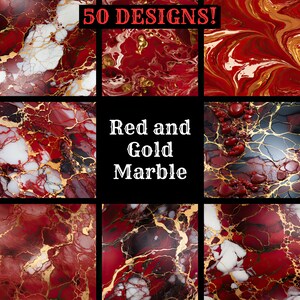 Seamless Red and Gold Marble Digital Paper, Printable Scrapbook Paper ...