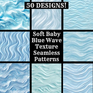 Soft Baby Blue Wave Texture Seamless Digital Paper, Printable Scrapbook ...