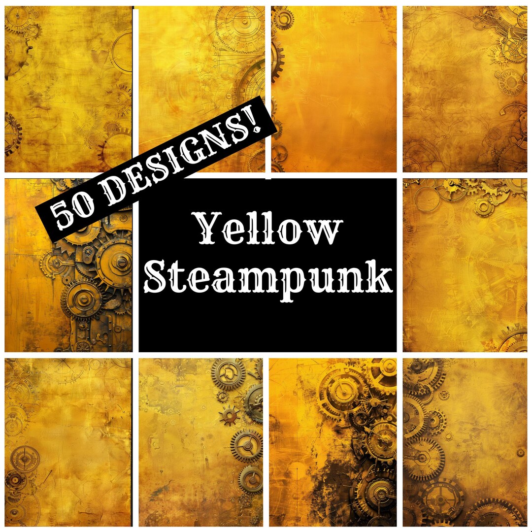 Yellow Steampunk Journal Paper: Vintage Scrapbook Inserts (digital ...