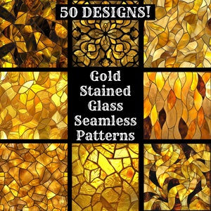 Gold Stained Glass Seamless Digital Paper, Printable Scrapbook Paper ...