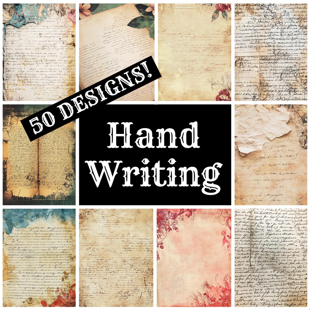 Hand Writing Journal Paper, Hand Writing Printable Paper, Vintage ...