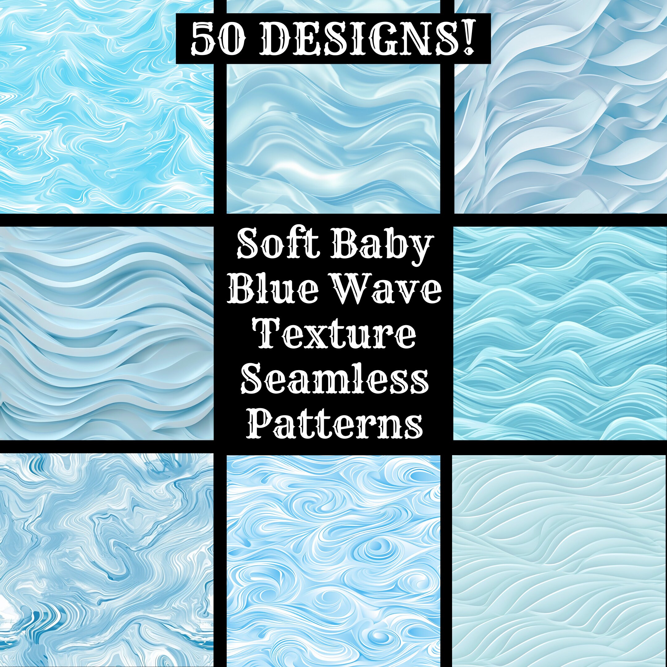 Soft Baby Blue Wave Texture Seamless Digital Paper, Printable Scrapbook ...