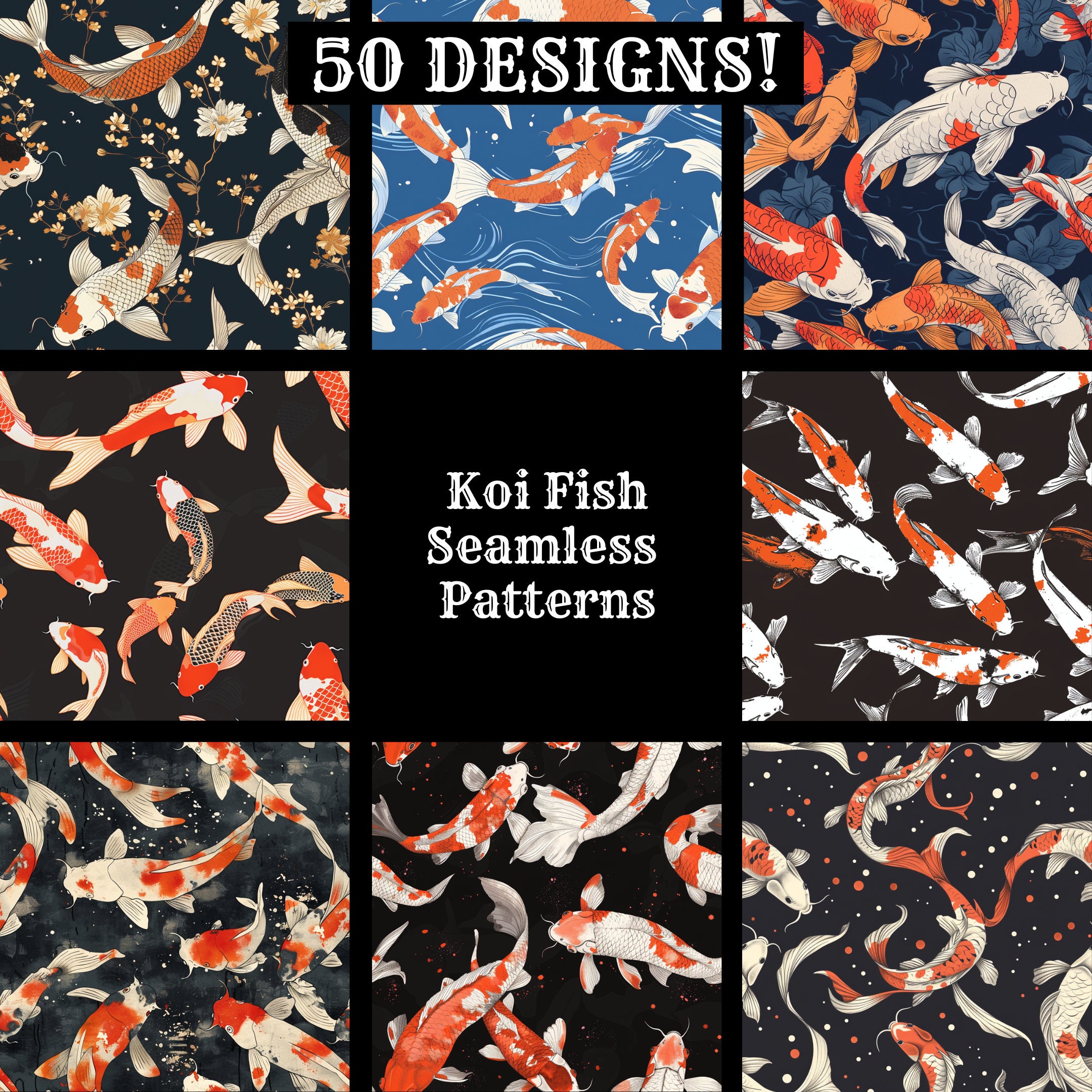 Koi Fish Seamless Digital Paper for Scrapbooking and Printing - Etsy