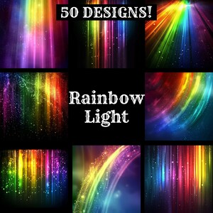 Rainbow Light Paper, Rainbow Light Printable Paper, Vintage Rainbow ...