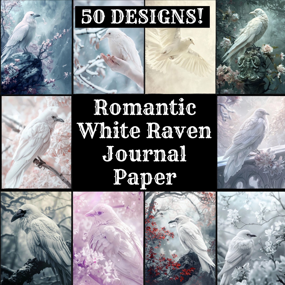 Romantic White Raven Journal Paper, Romantic White Raven Printable ...