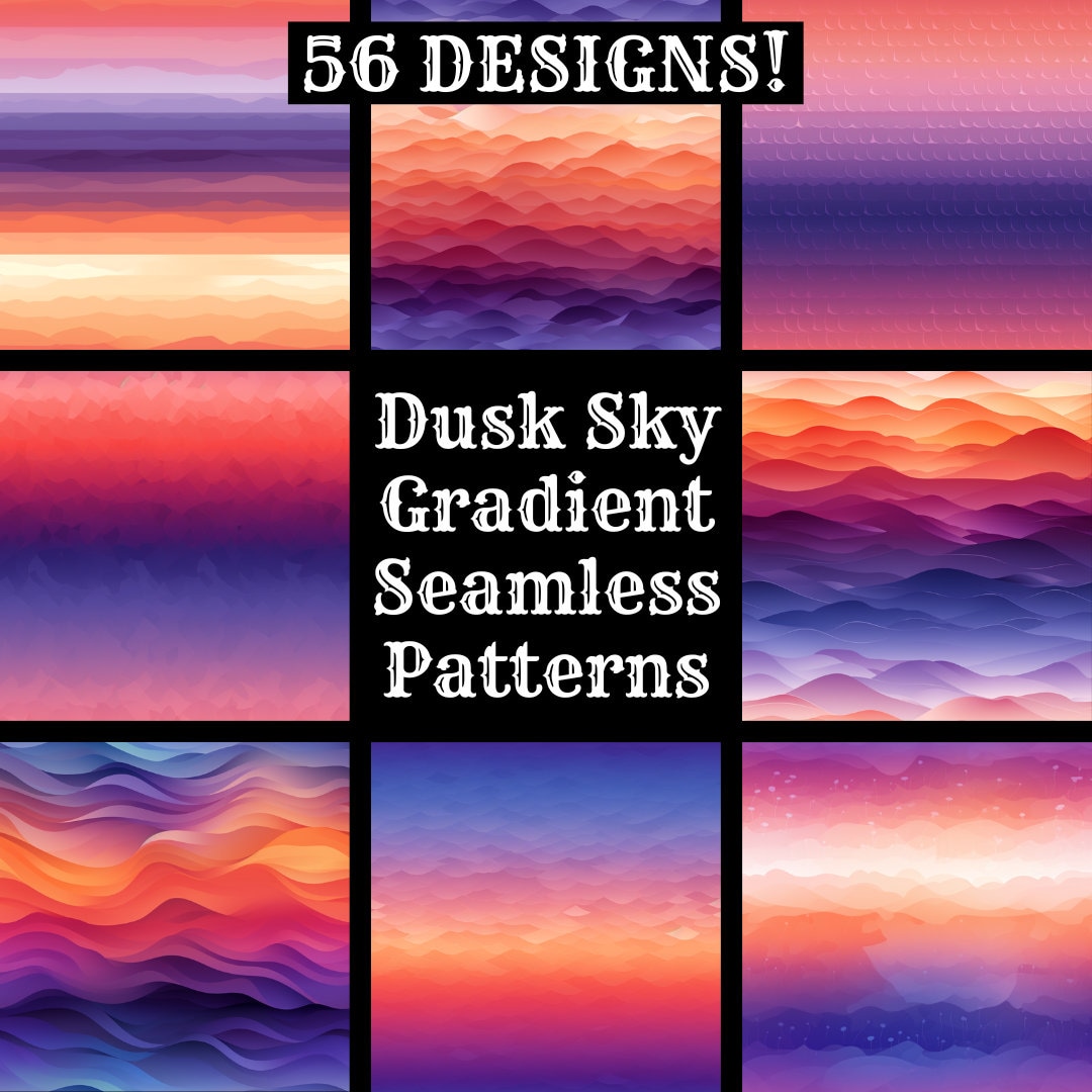 Dusk Sky Gradient Seamless Digital Paper, Printable Scrapbook Paper ...