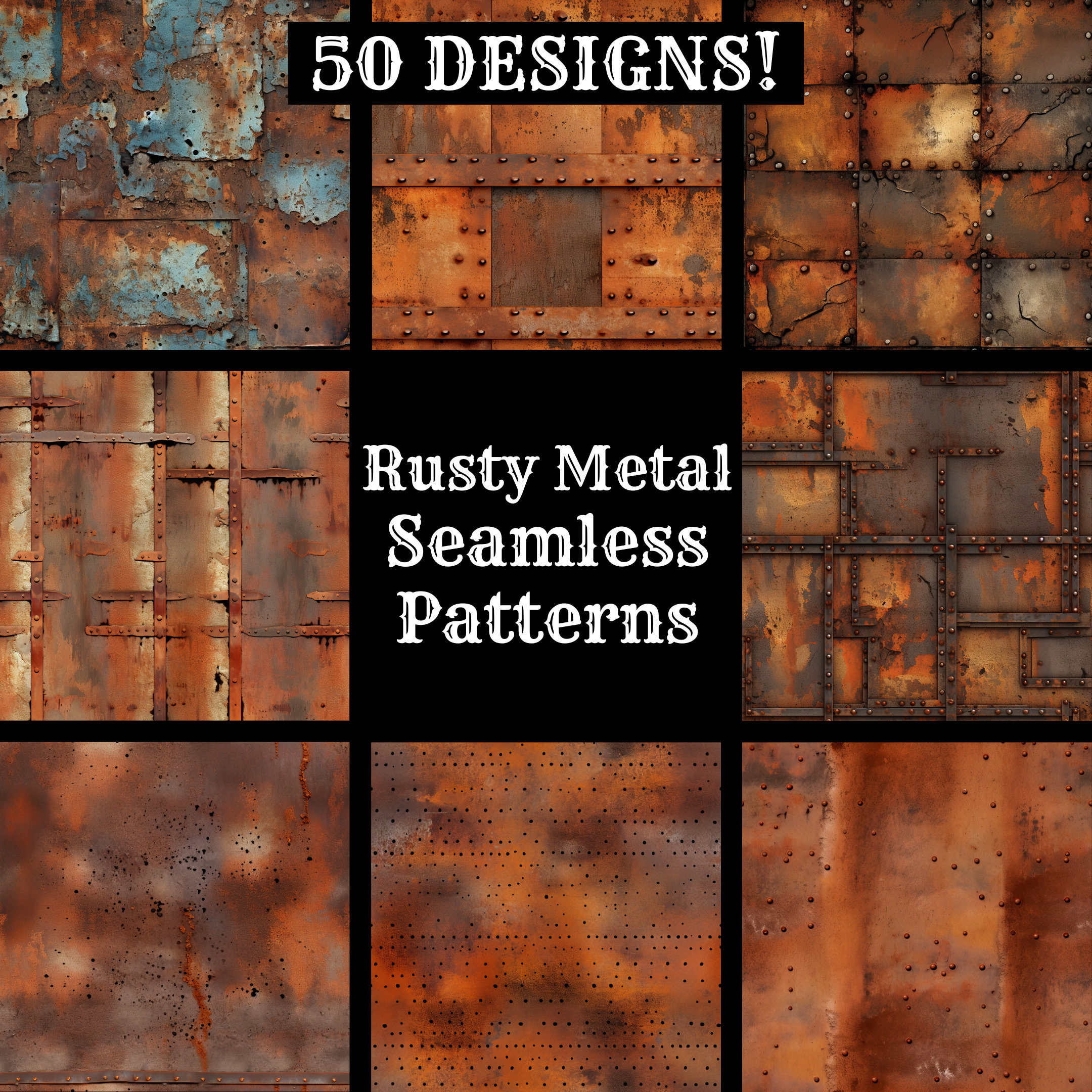 Rusty Metal Seamless Digital Paper, Printable Scrapbook Paper Seamless ...