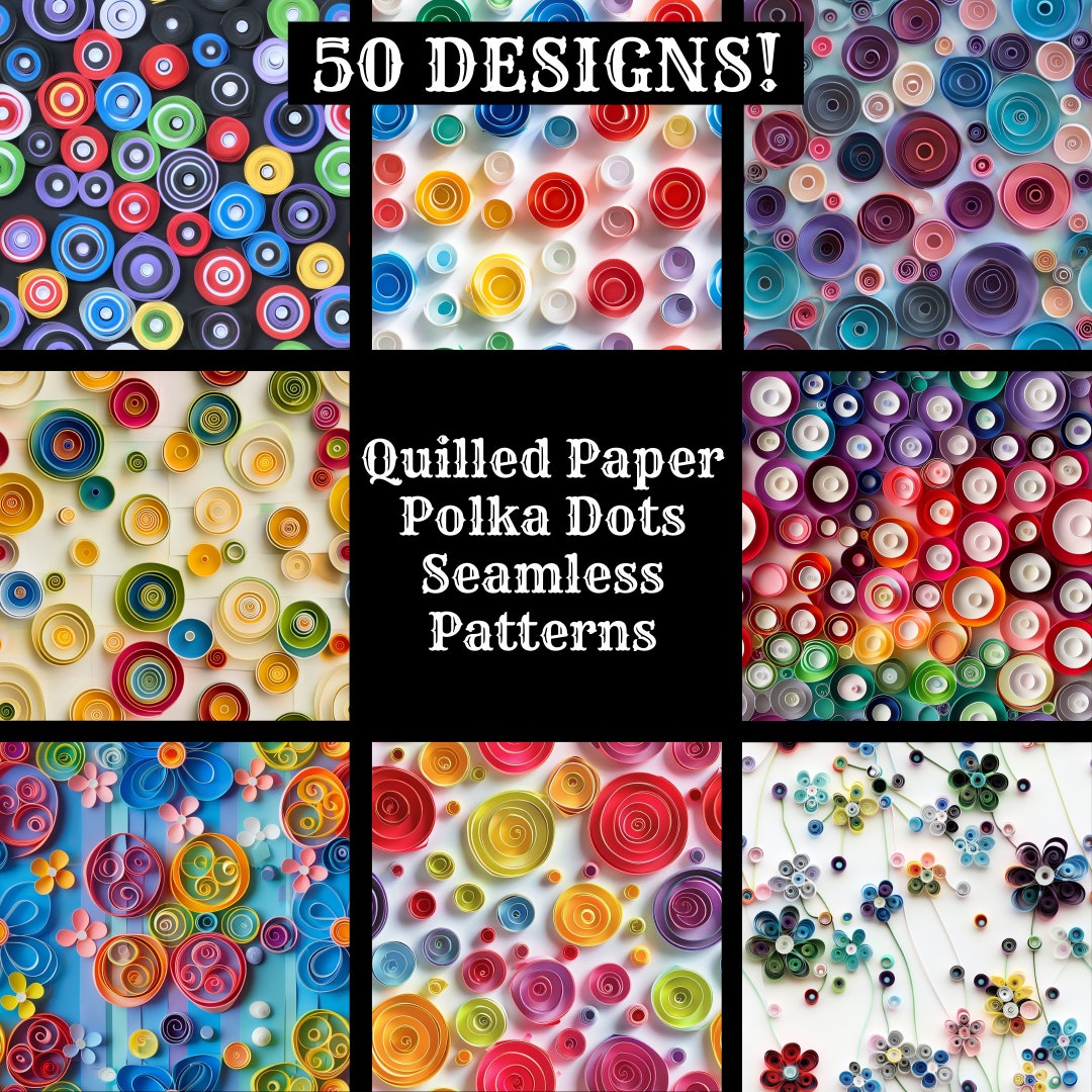 Quilled Paper Polka Dots Seamless Digital Paper, Quilled Paper Polka ...