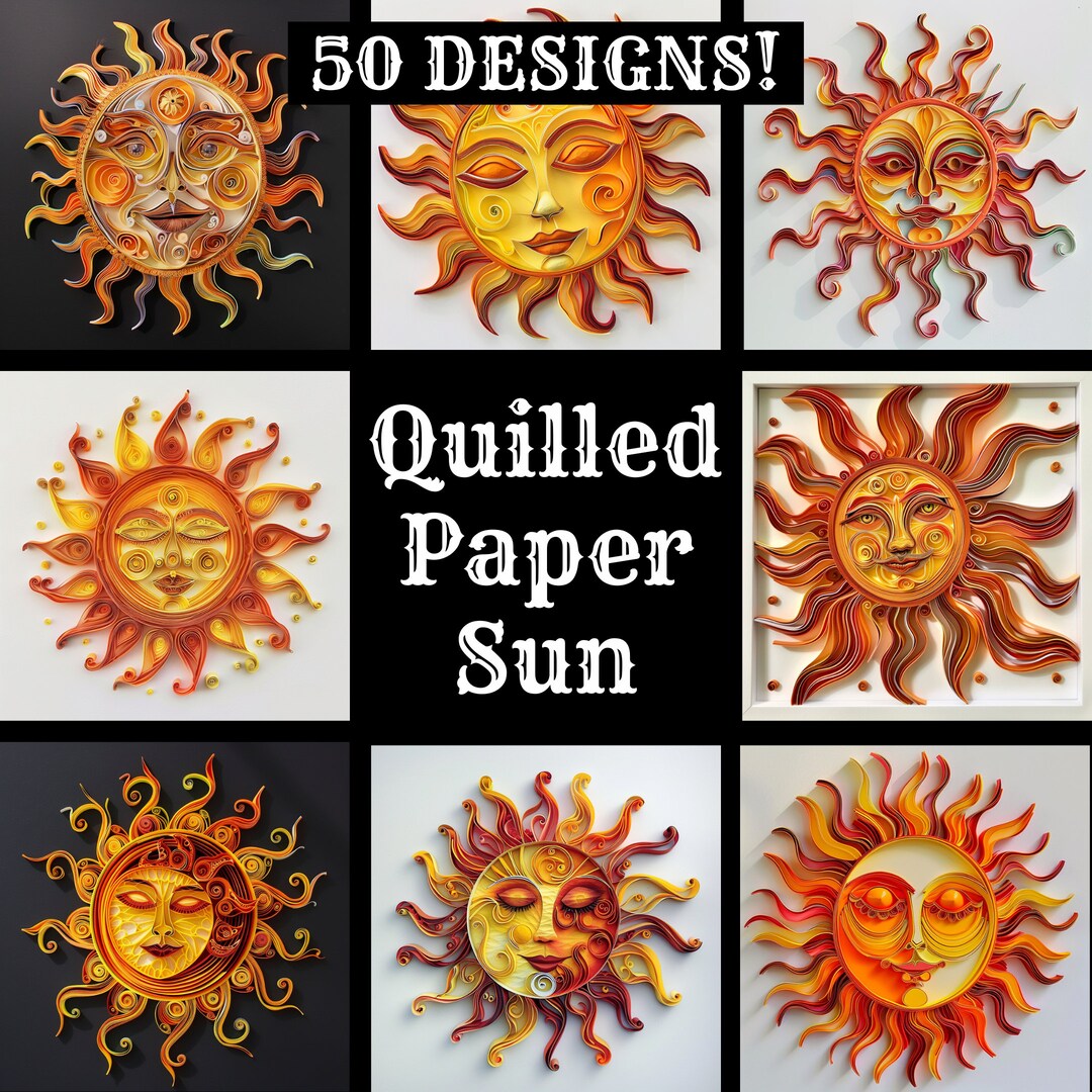 Quilled Paper Sun Paper, Quilled Paper Sun Printable Paper, Quilling ...