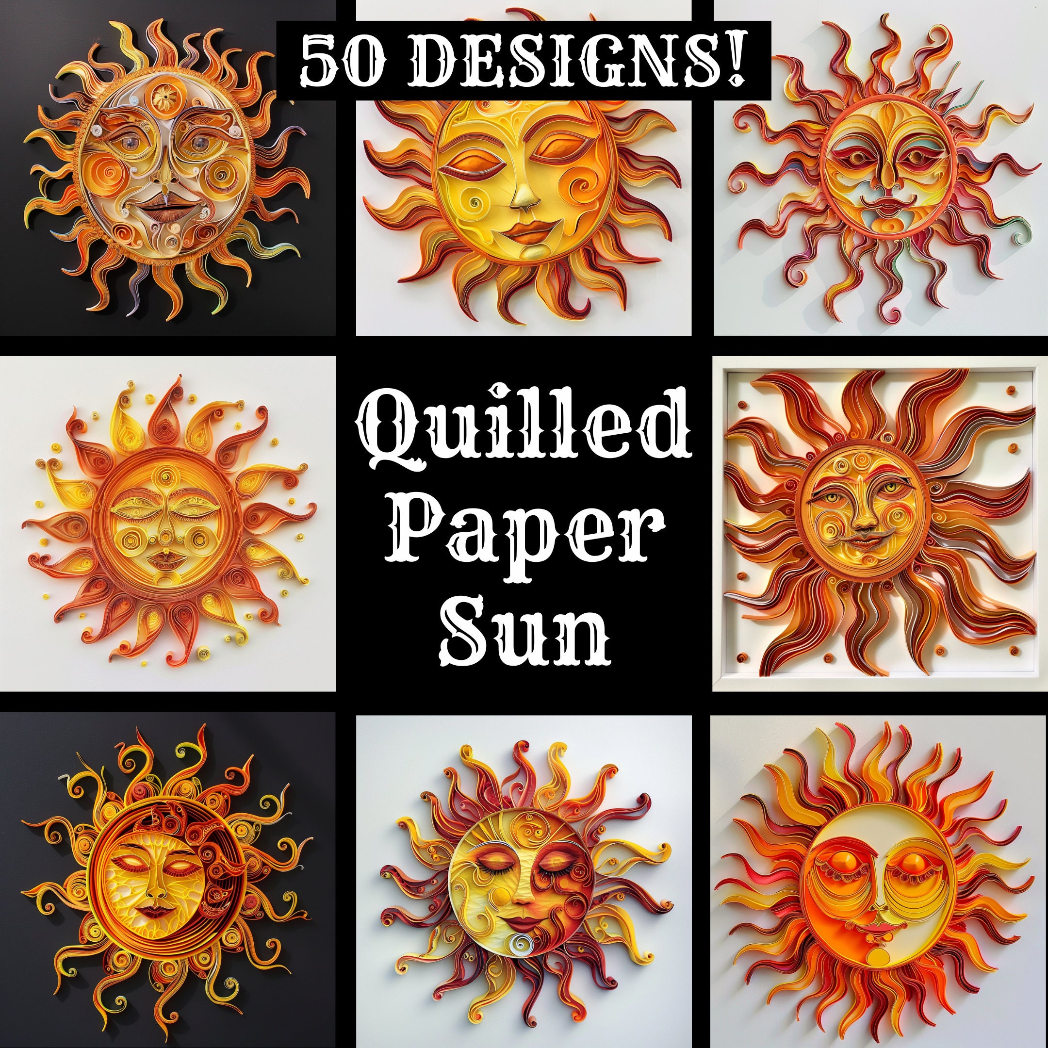 Quilled Paper Sun Paper, Quilled Paper Sun Printable Paper, Quilling ...