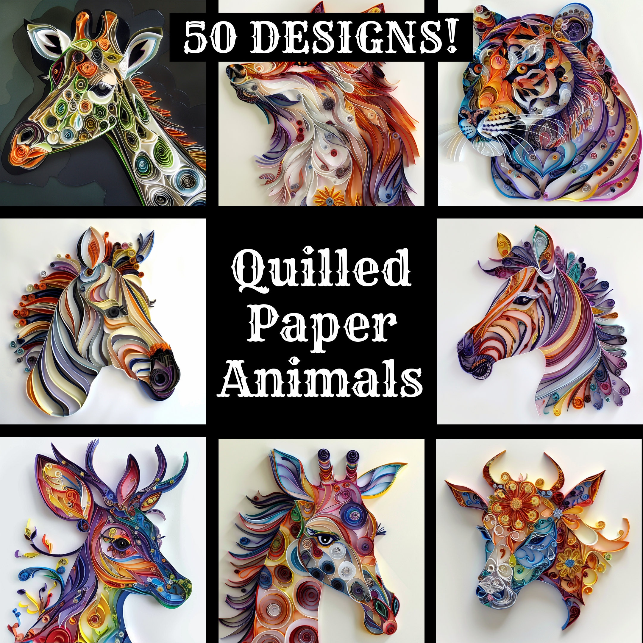 Quilled Paper Animals: High Resolution Digital Paper (PNG) - Etsy UK