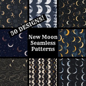 New Moon Seamless Digital Paper, New Moon Printable Scrapbook Paper ...