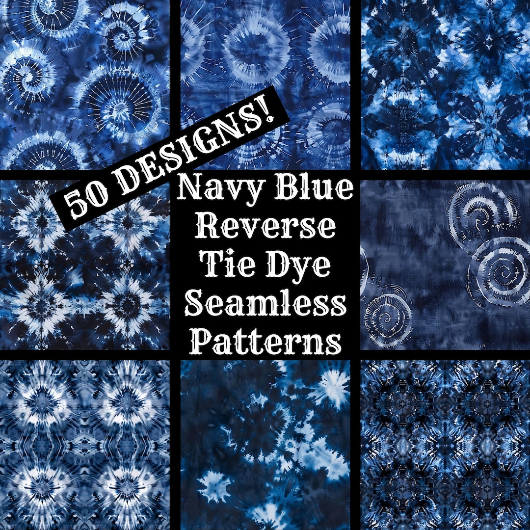 Navy Blue Reverse Tie Dye Seamless Patterns (digital Download) - Etsy