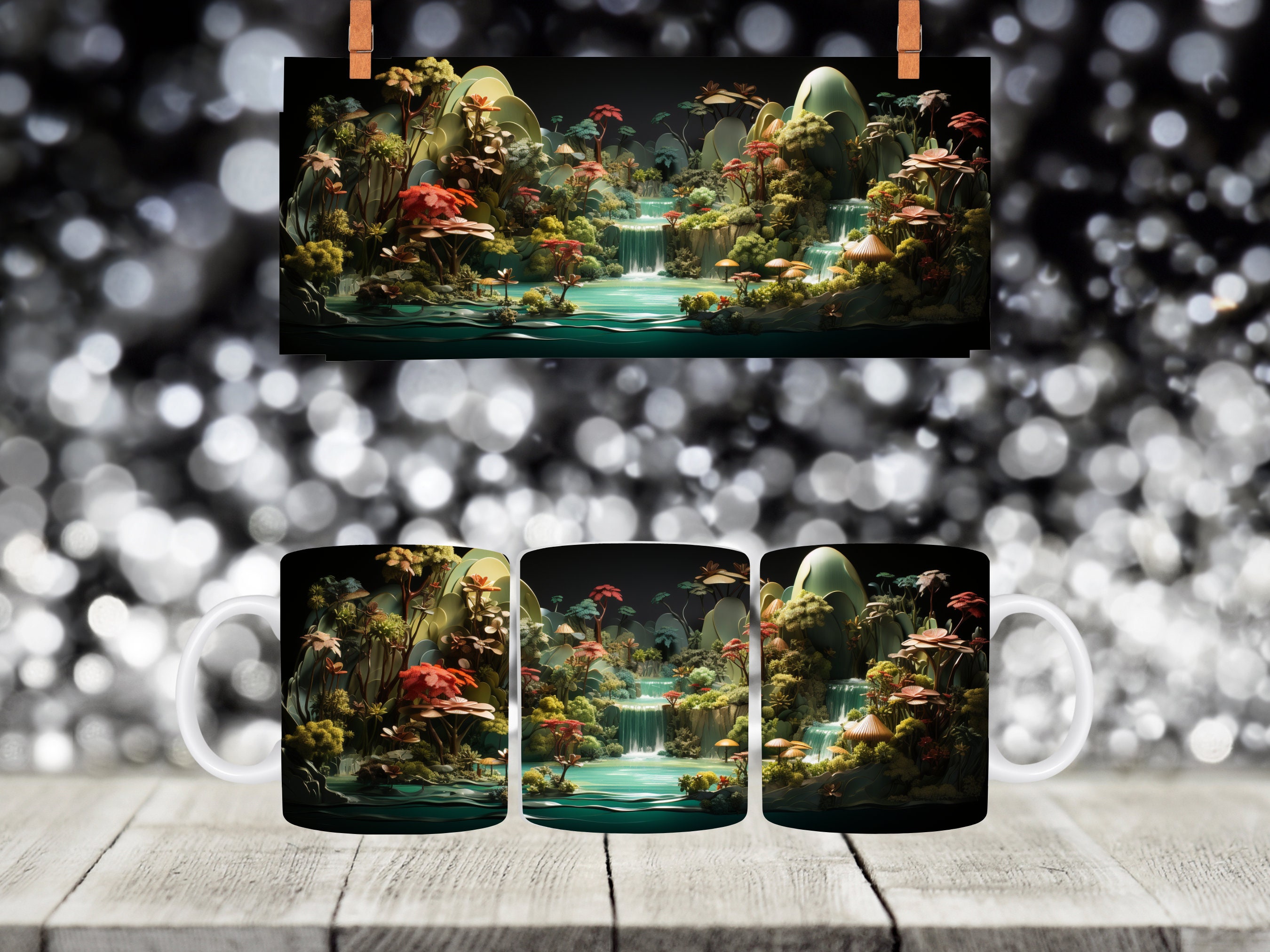 Floral Origami Waterfall 11 Oz Mug Wrap Bundle 4 Pack Mug Wrap ...