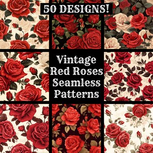 Vintage Red Roses Seamless Pattern: Scrapbook Paper (digital Download ...