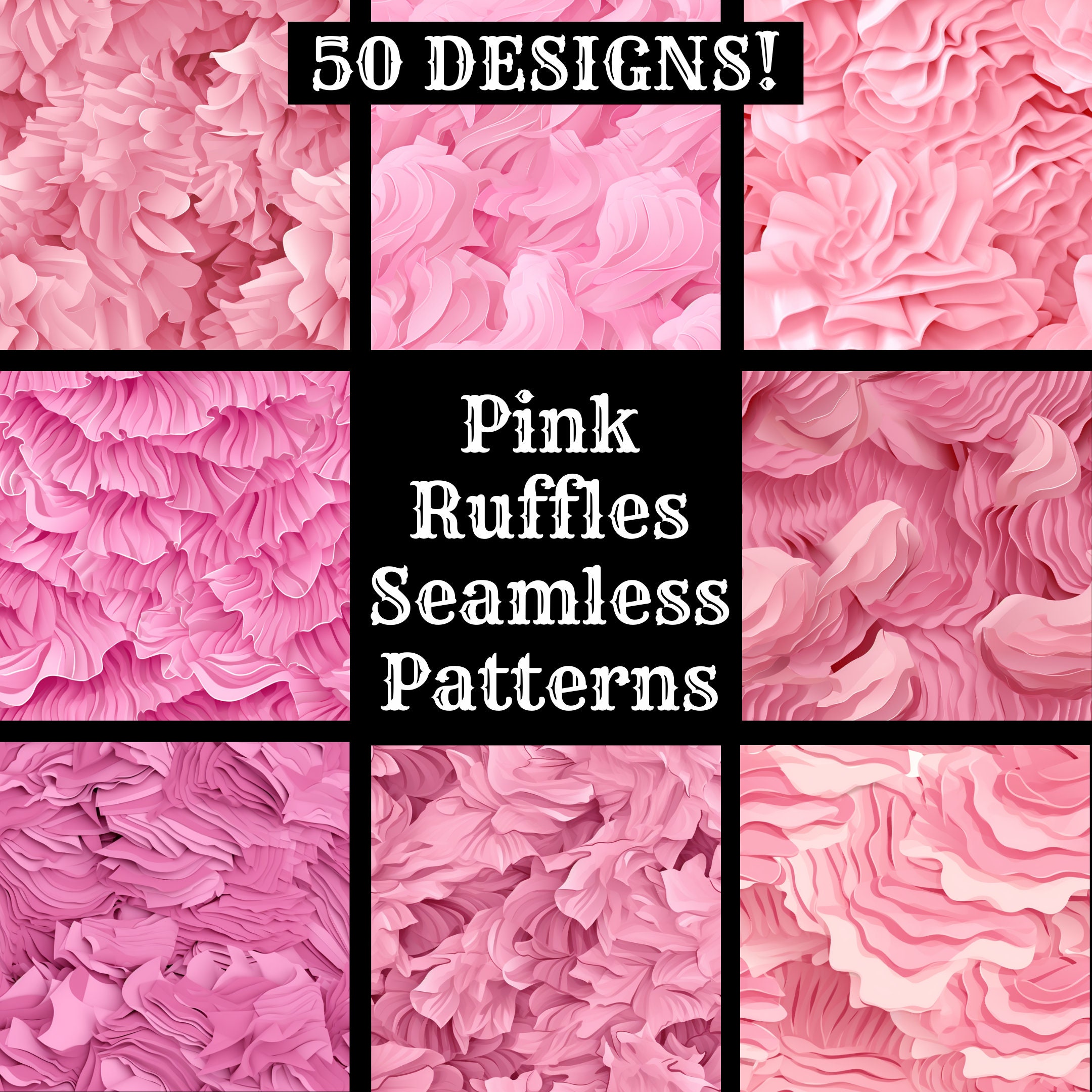 Pink Ruffles Seamless Digital Paper, Printable Scrapbook Paper Seamless ...